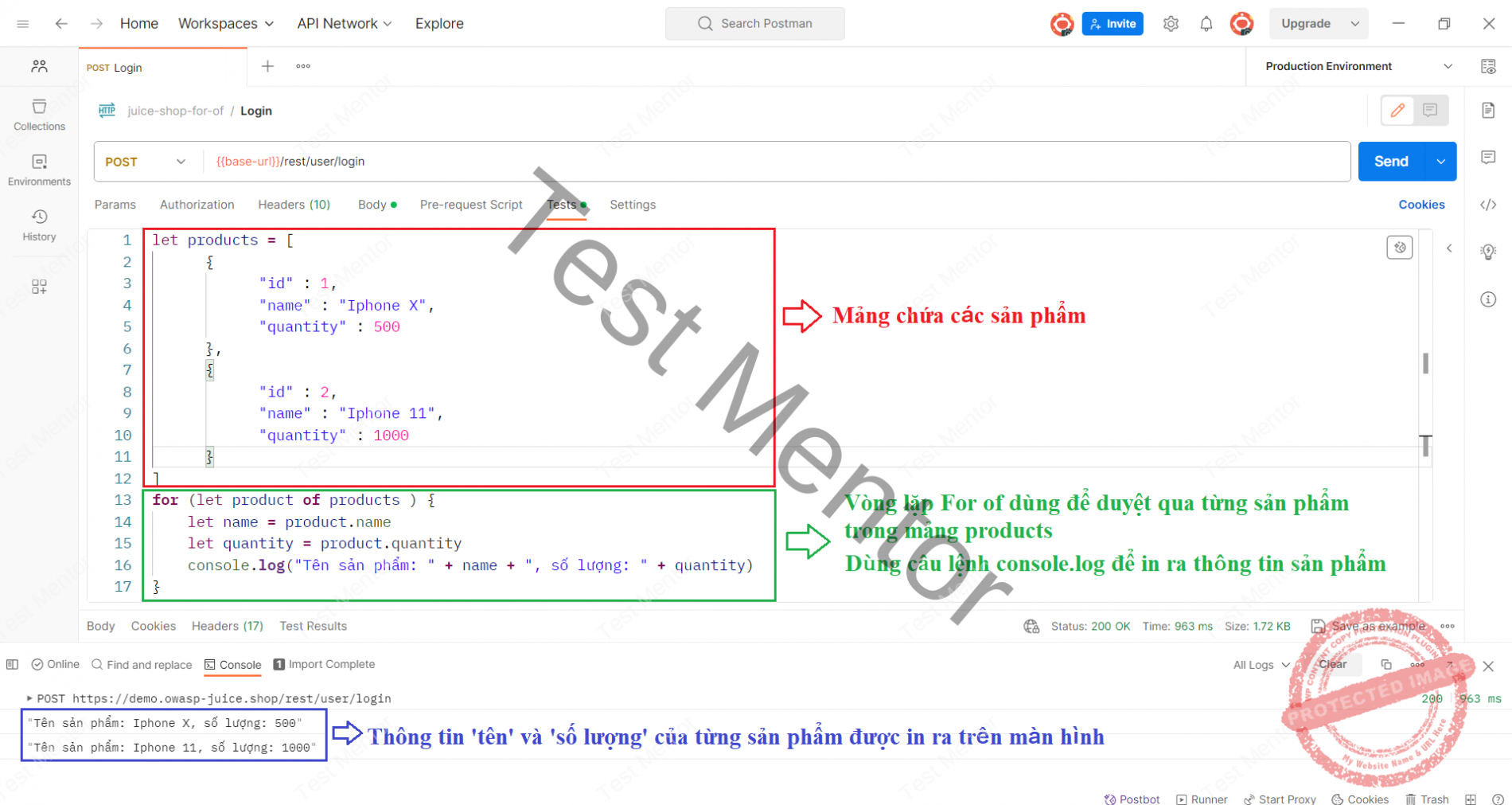 Vòng Lặp For Trong Kiểm Thử Tự Động API - Test Mentor